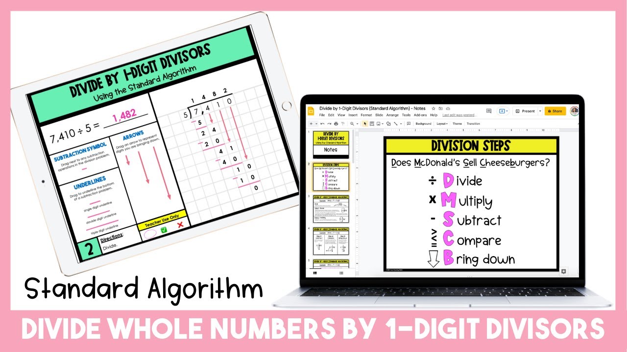 Divide Whole Numbers by 1-Digit Divisors {Standard Algorithm} Tutorial ...