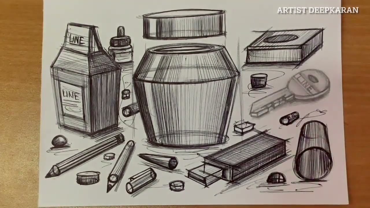 Object Drawing Practice with Pen | Artist Deepkaran | #drawingtutorial ...