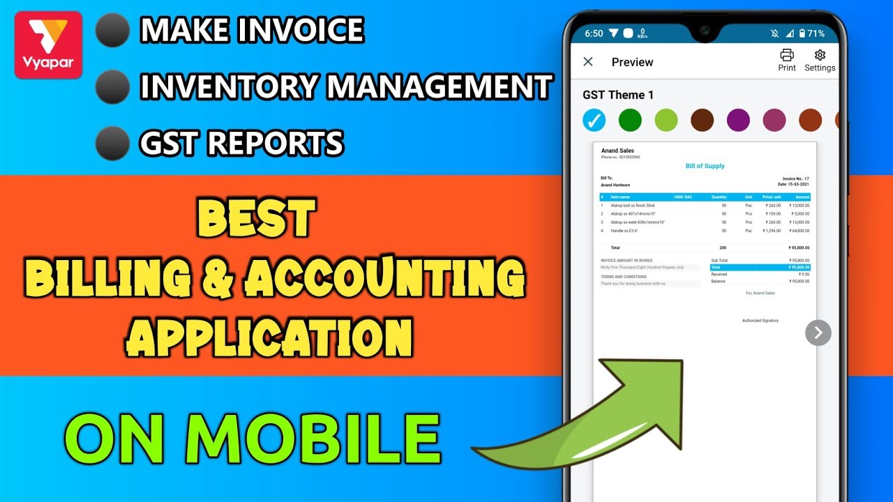 🔥 Best Billing 👌 & Accounting APPLICATION On Mobile | Vyapar App | Gst ...