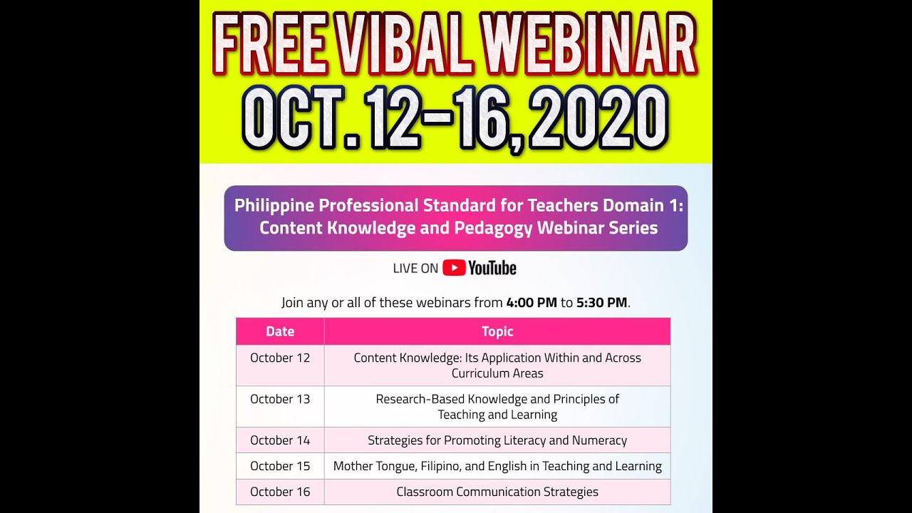 Vibal Group Webinar Update | October 12-16, 2020 | with e-Certificate ...