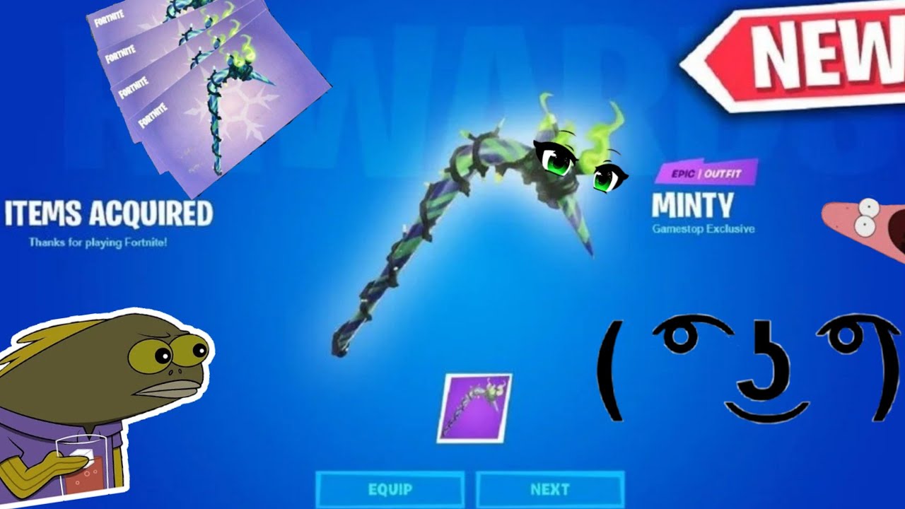 Fortnite New MiNTY Pickaxe exclusive gamestop item/victory Royal - YouTube
