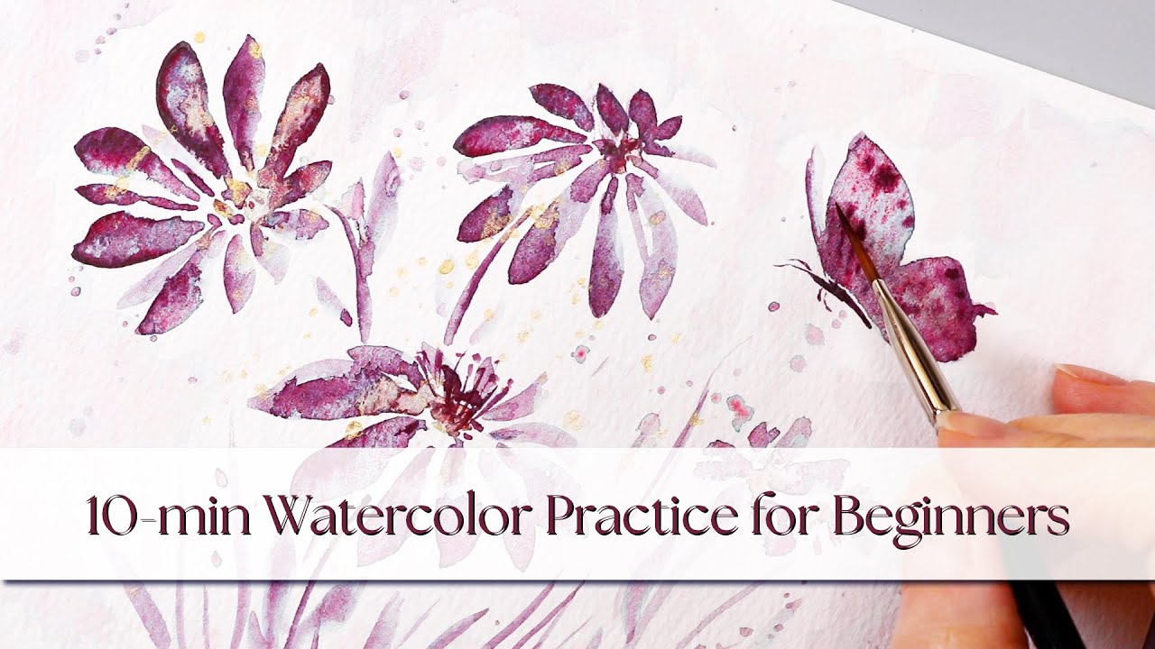 10-min Simple Watercolor Practice for Beginners Using Just One Color ...