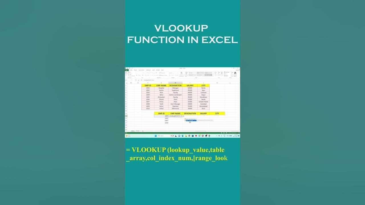 Vlookup Function in Excel | VLOOKUP tricks | #vlookup #exceltips #exceltricks #msexcel - YouTube