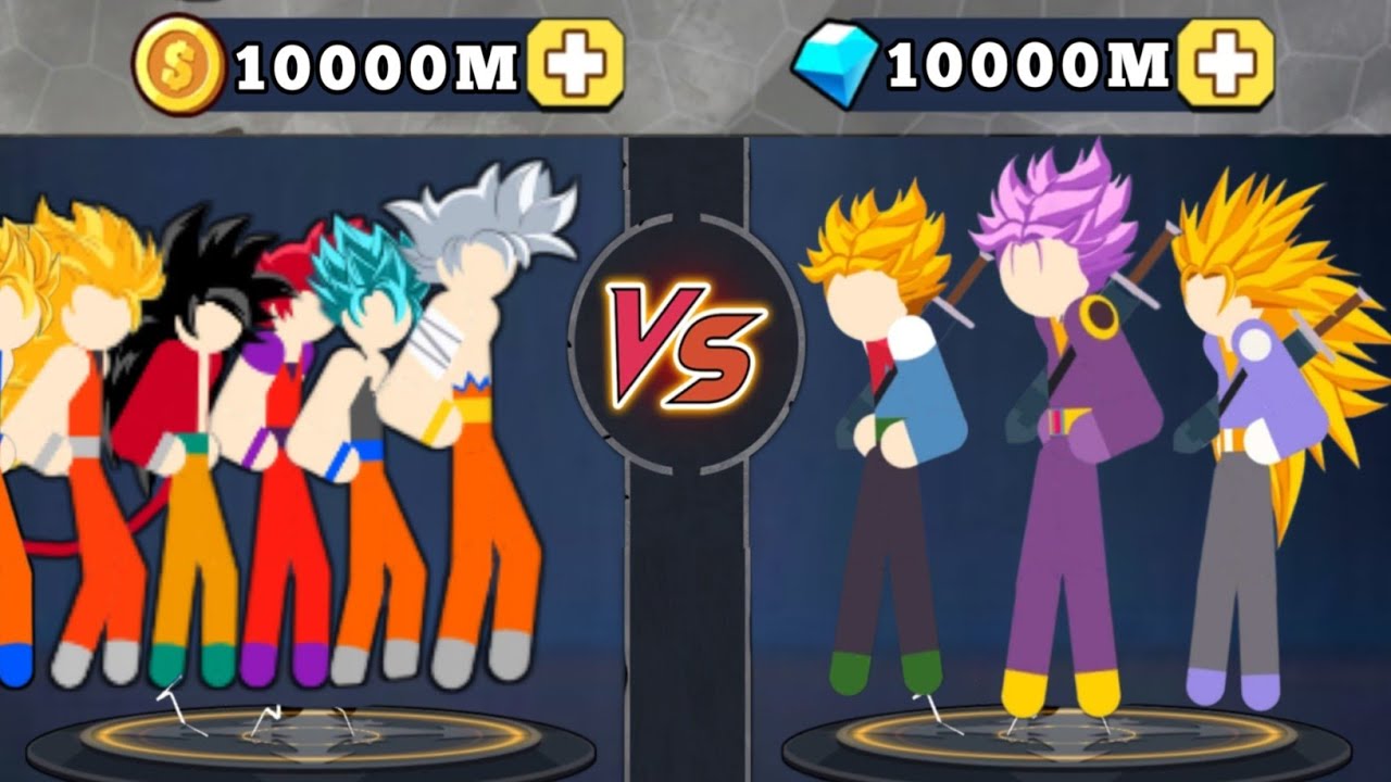 Goku Best Forms Vs Trunks Best Forms Stickman Warriors - YouTube