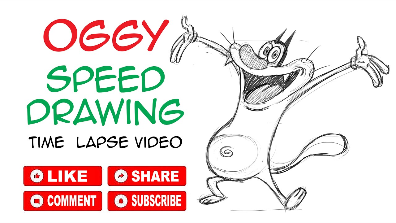 How to draw Oggy [Oggy and the Cockroaches] - speed drawing - YouTube