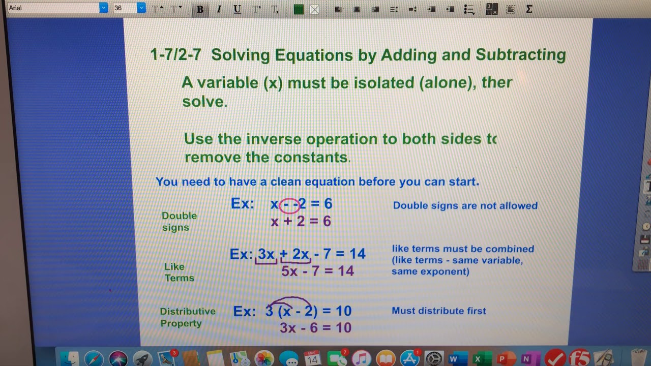 1-7 One step and two step equations with integers - YouTube