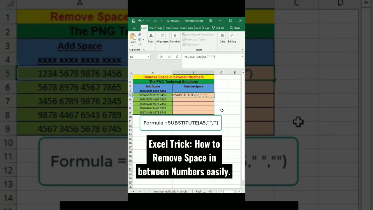 Excel Trick How To Remove Space In Between Numbers Easily YouTube Excel Trick How To Remove Space In Between Numbers Easily YouTube
