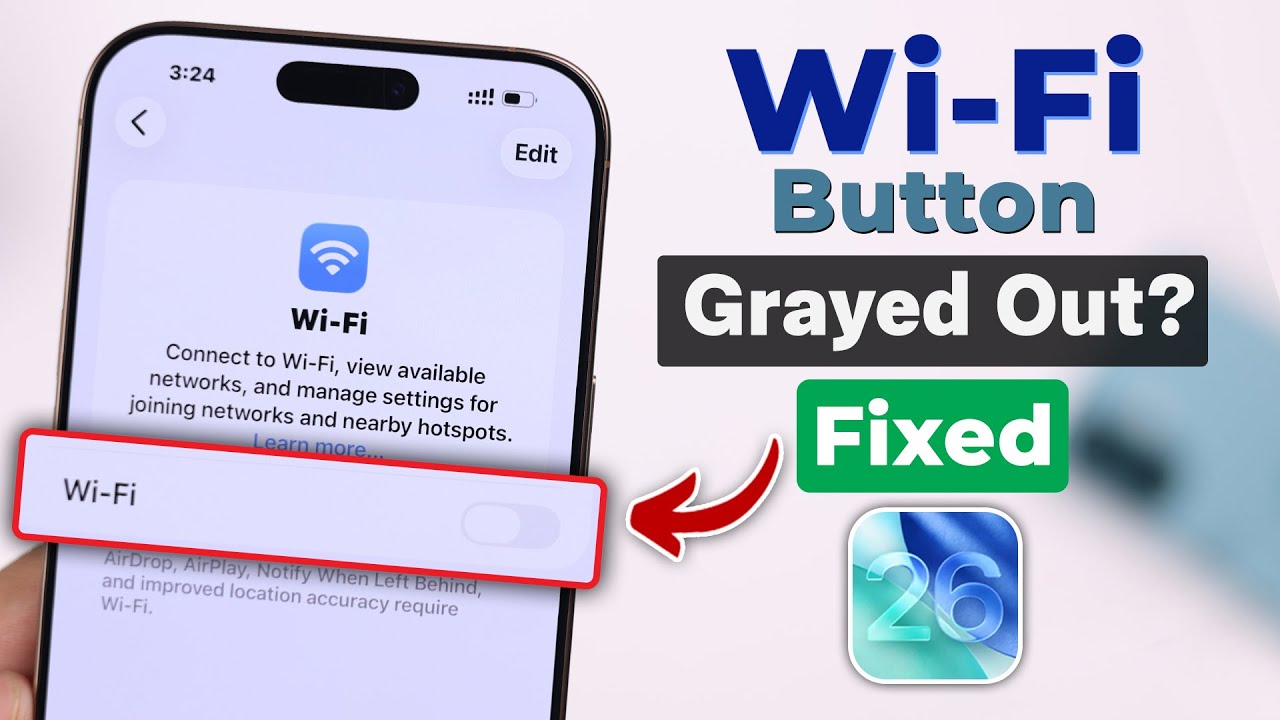 Fix - WiFi Button Greyed Out on iPhone After iOS 26 Update! - YouTube