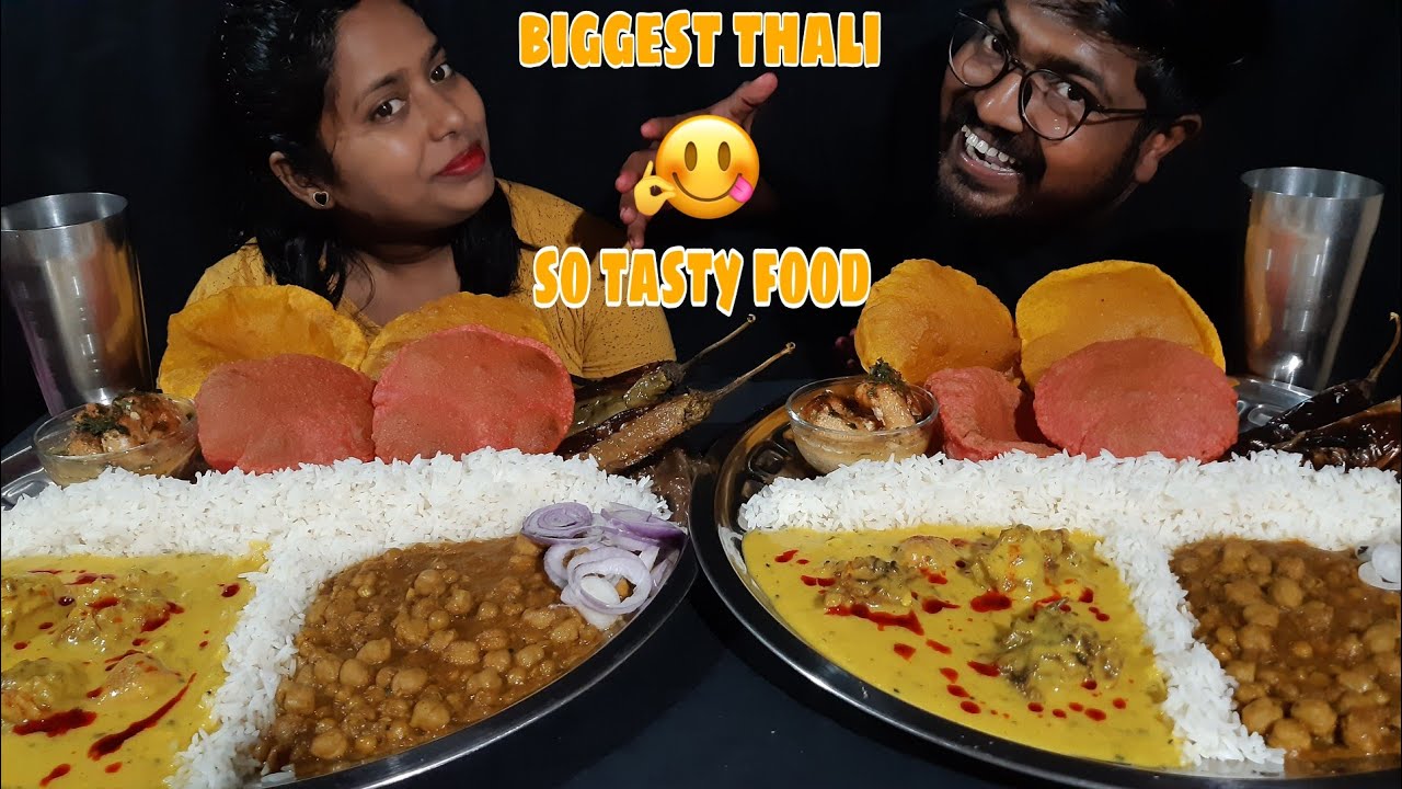 Kadhi Chawal with Chhole, colourful Puri, bharwa Baigan, dahi bhalle😋😋👌 ...