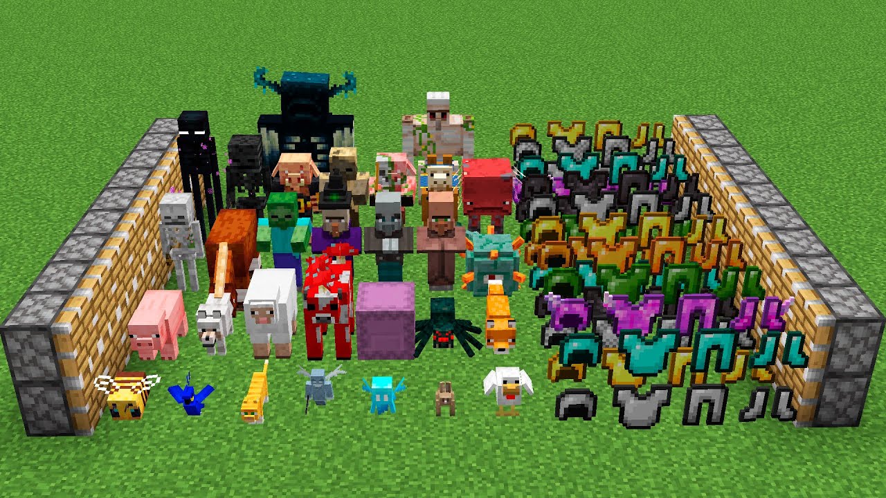 x333 armor and all mobs combine in minecraft - YouTube