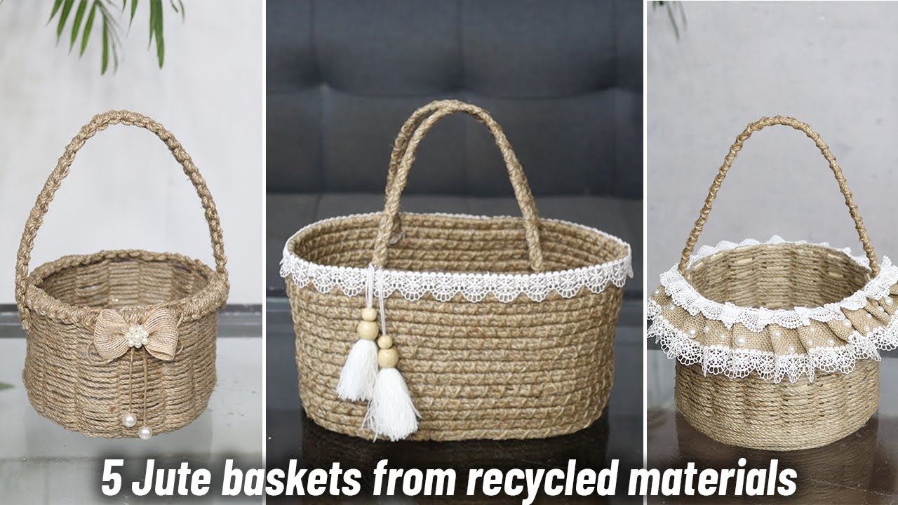 5 Diy Jute Useful Storage Basket Craft Ideas from Waste Material - YouTube