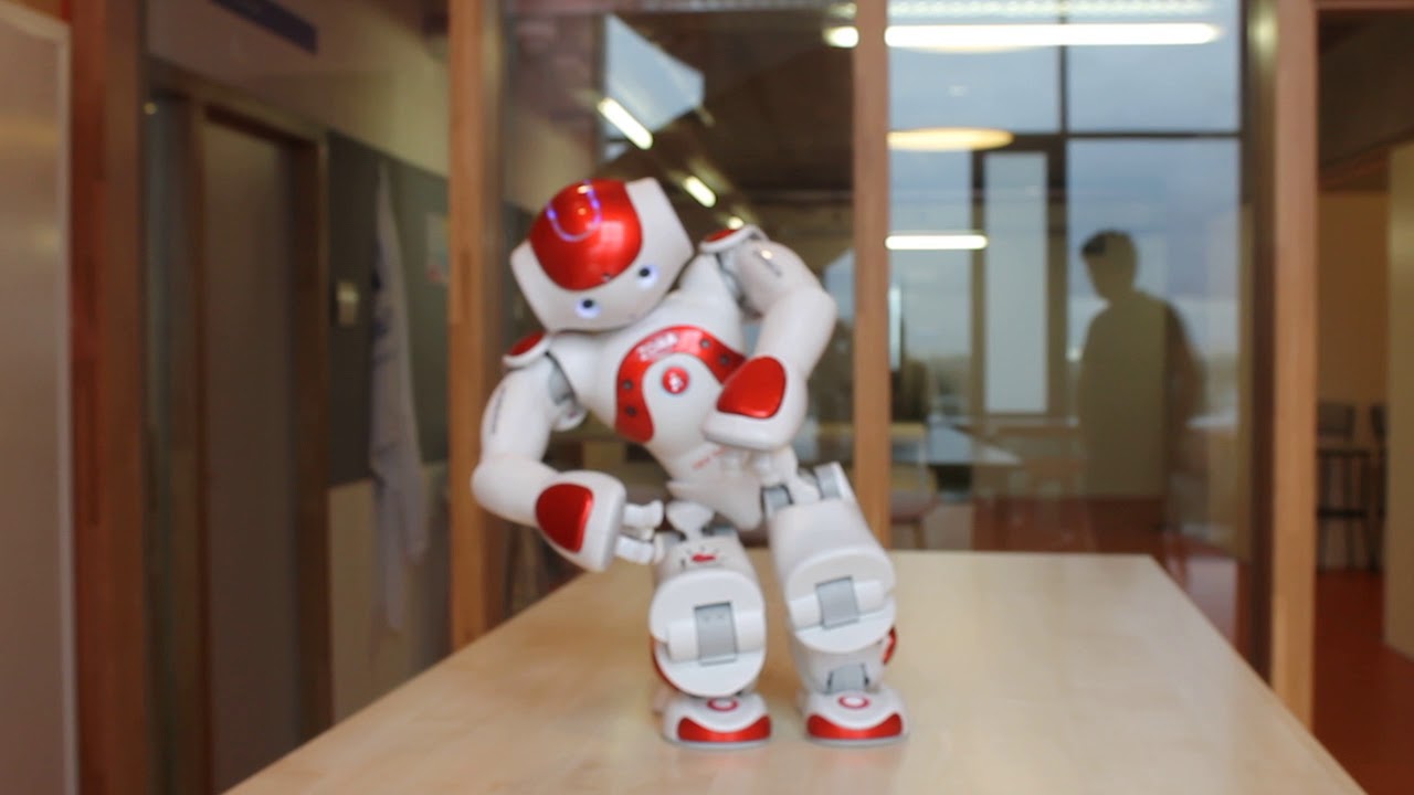 Robot Zora geeft demo evenwichtsoefeningen - YouTube