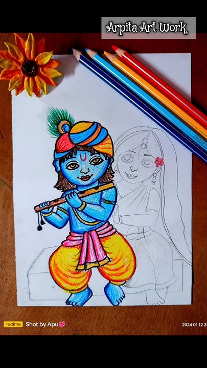 How to draw little Radha Krishna || Lord Radha Krishna drawing easy ...