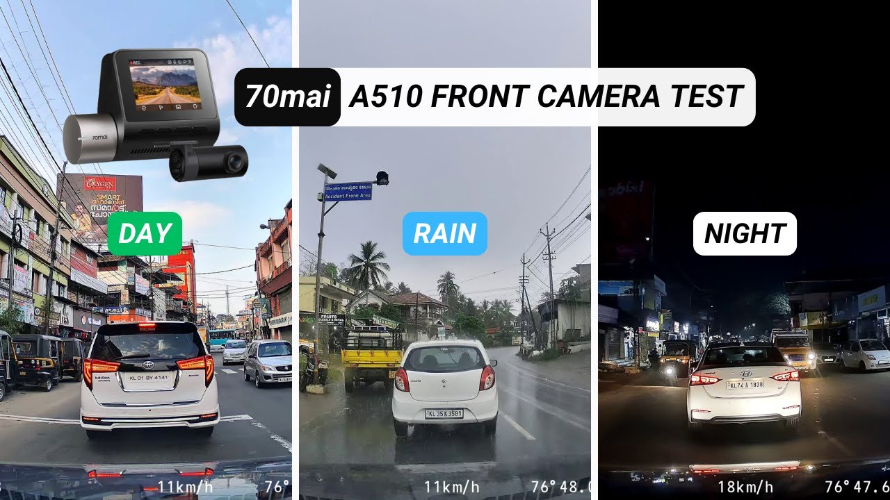 70mai A510 Dash Cam Front Camera Test: Day, Night & Rain - YouTube