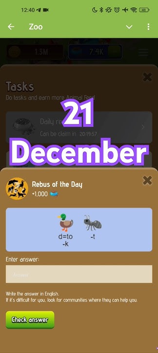 Rebus of the day Zoo 21 December | Zoo Rebus of the day today 21 December Riddle Today - YouTube