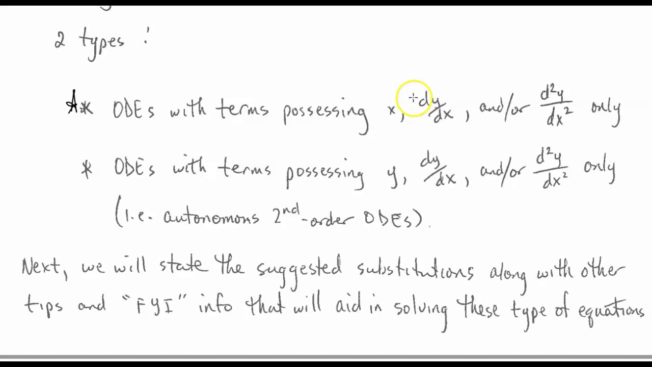 Intro To Solving Higher Order Odes Using Substitution Part Youtube