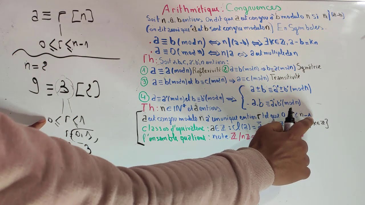 Arithmétique partie 6 : congruence,classe d'équivalence,l'ensemble ...