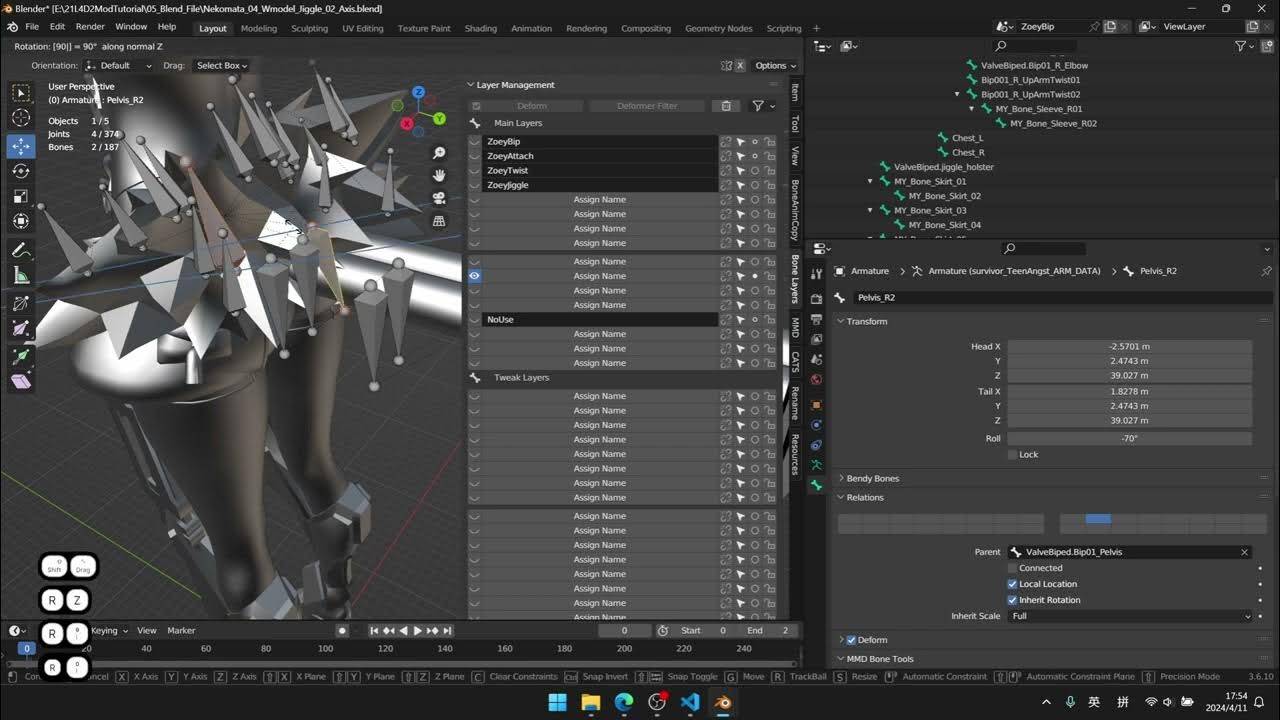 Make L4D2 Suivivor Mods with Blender 3.6 - 07 Jiggle Bones - YouTube