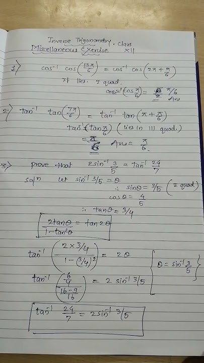 class12 Inverse trigonometric functions misc exercise - YouTube