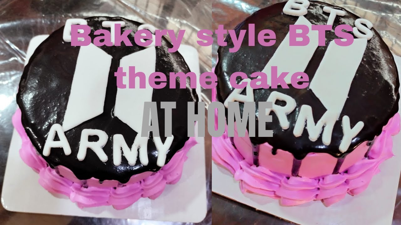 How to make BTS Army theme cake at home/ BTS theme cake - YouTube