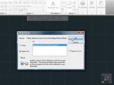 AutoCAD Linking Data From OLE Objects Tutorial - YouTube