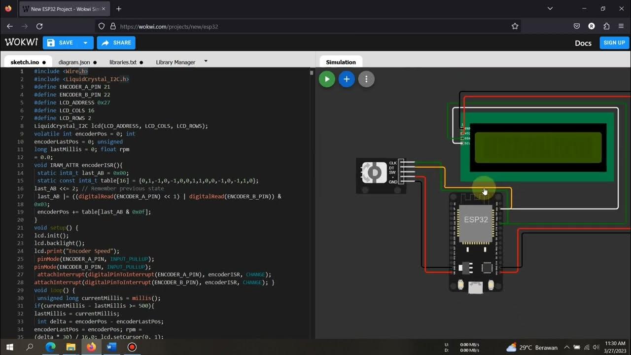 simulasi ESP32 Rotary encoder untuk membaca nilai kecepatan dengan ...