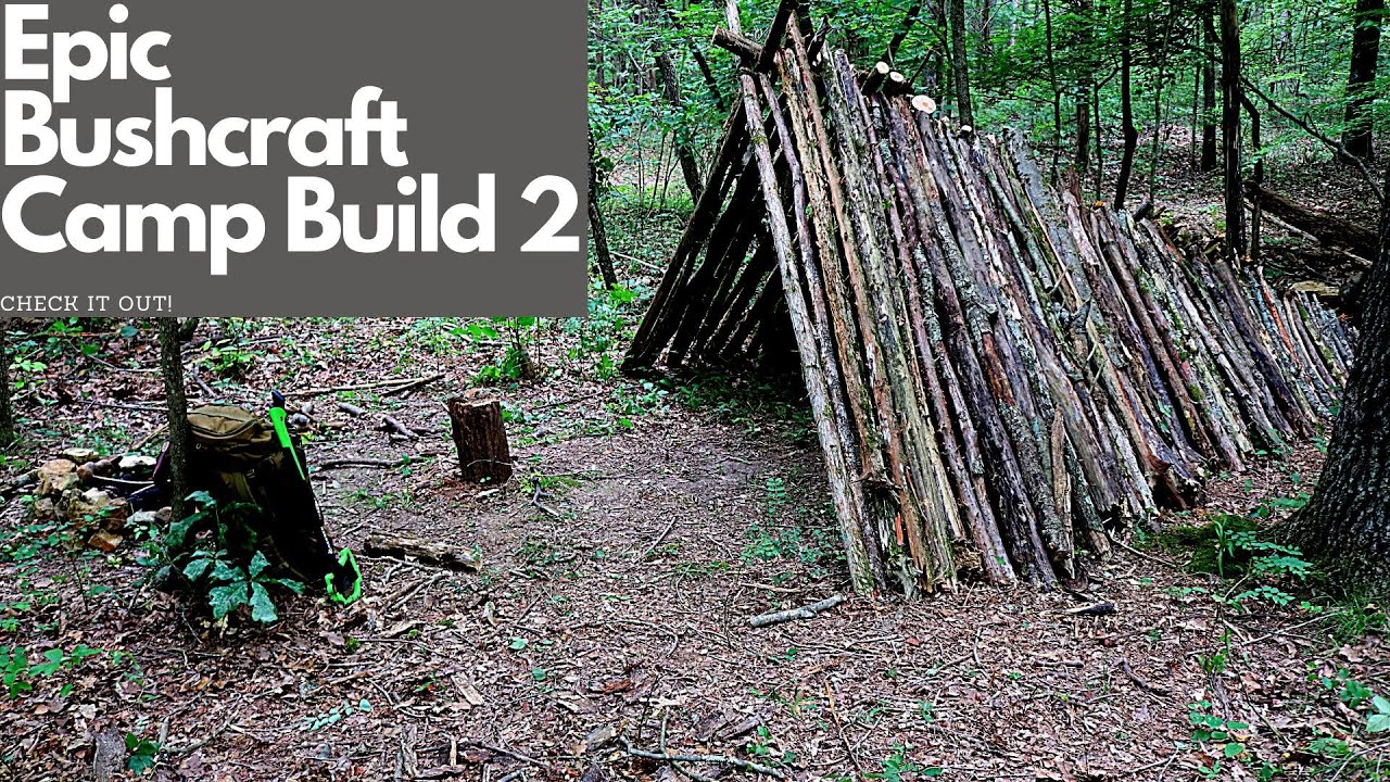 AWESOME, Large Bushcraft Camp Build Part 2 - YouTube