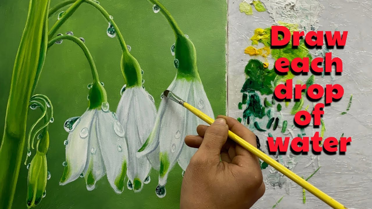 How to draw sparkling water drops on flower petals - YouTube