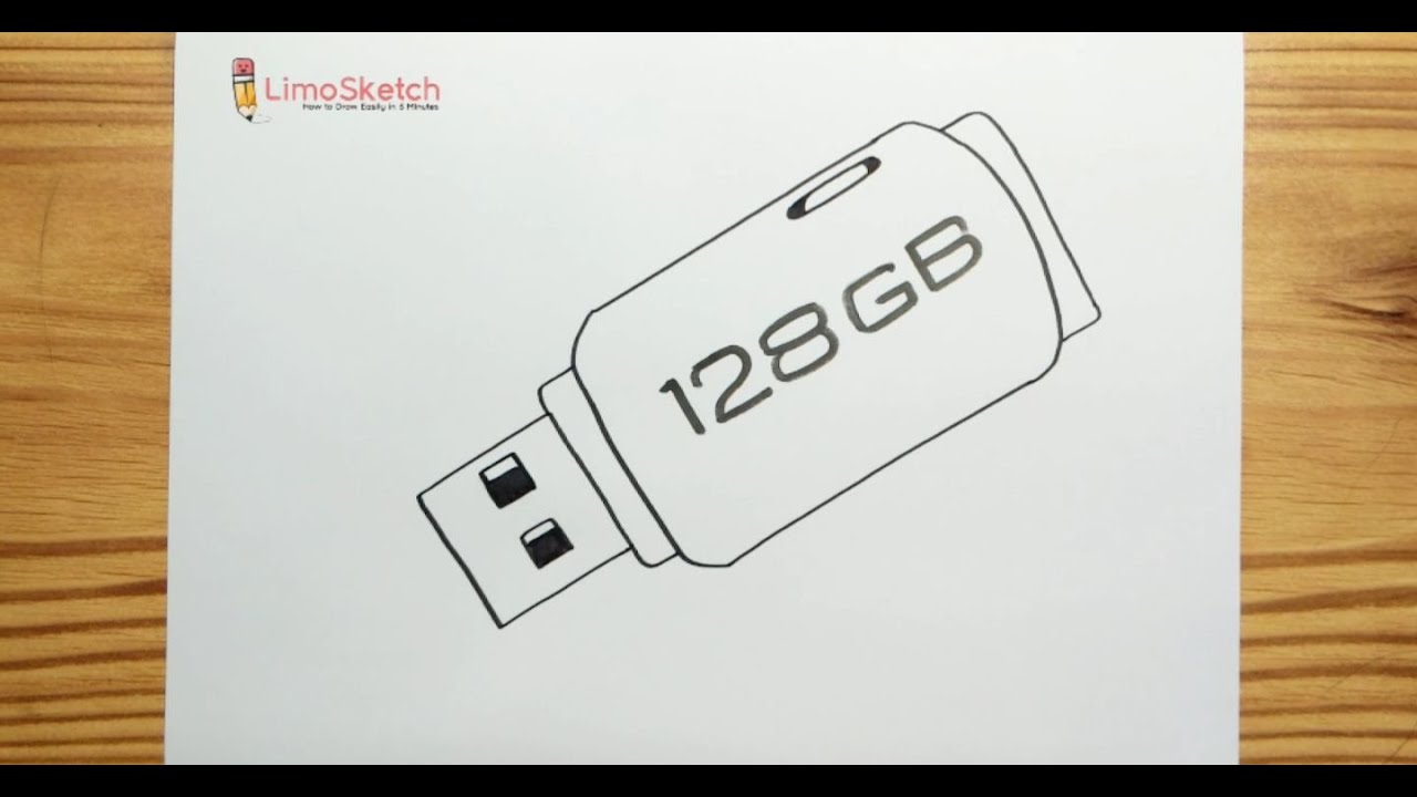 How to Drawing A FLASHDISK Easy Step by Step - YouTube