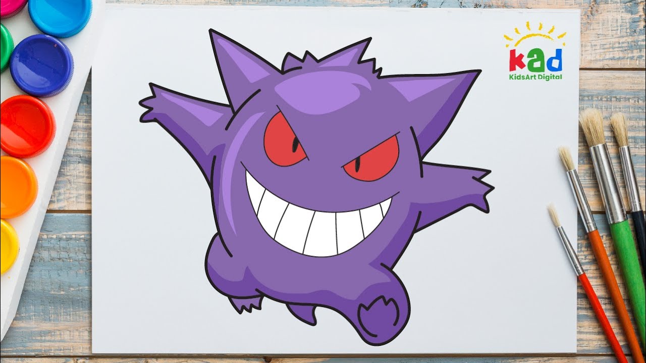 How to Draw Gengar from Pokemon | Gengar Drawing for Kids - YouTube