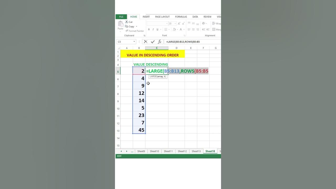 HOW TO ARRANGE VALUE IN DESCENDING ORDER - YouTube