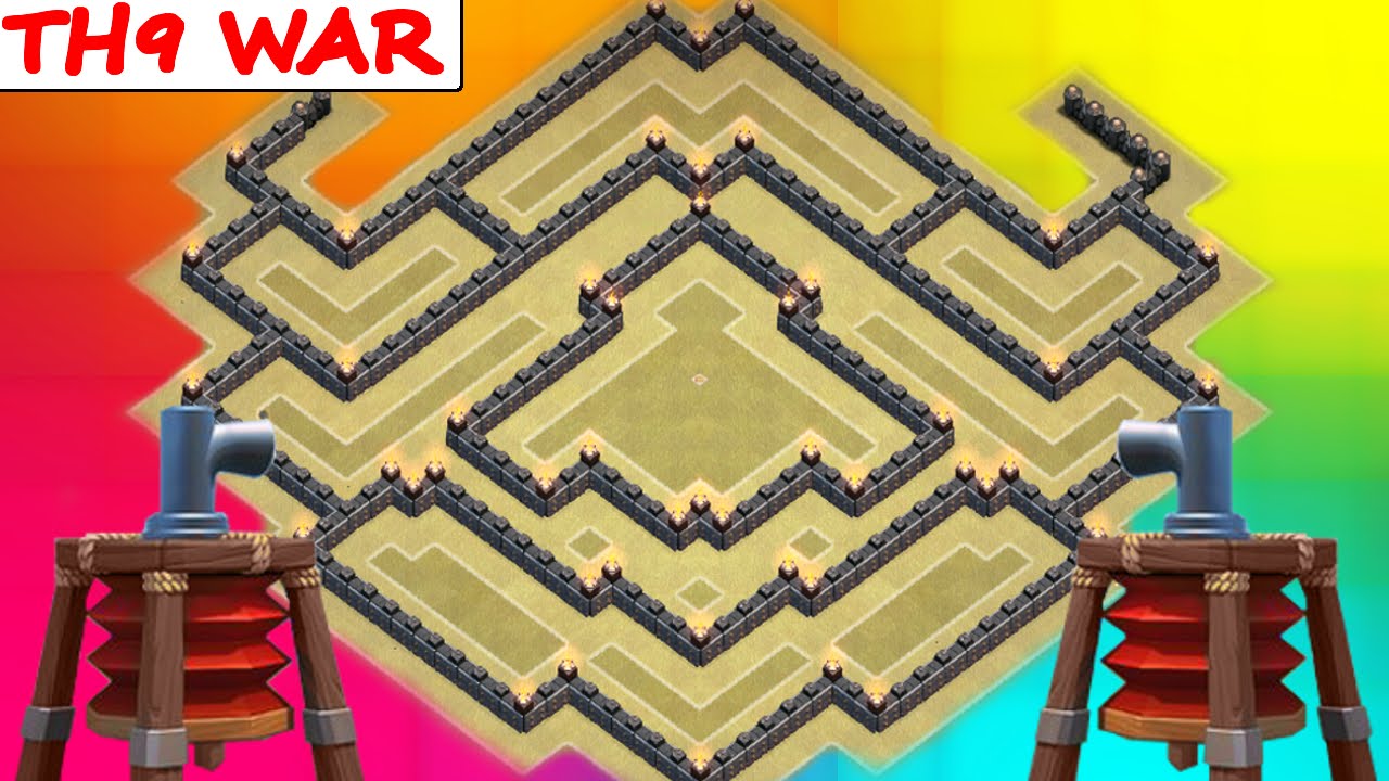Clash Of Clans | "NEW" TH9 WAR BASE 2015! | Anti Hogs & Gowipe! - YouTube