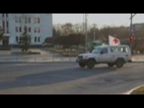 Ukrainian evacuees arrive in Brovary, east of Kyiv