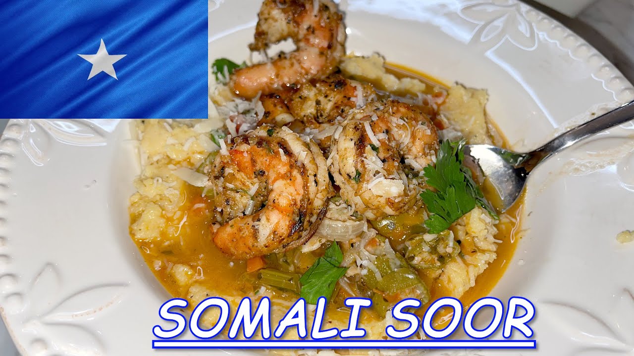 Cooking "SOOR" (Somali Style Grits) with Grilled Shrimp - YouTube