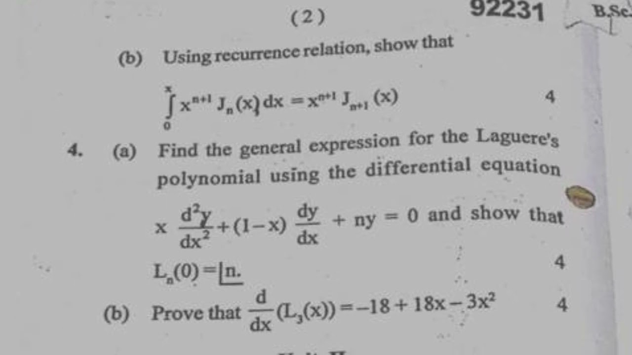 BSc Physics Hons 4th Sem Mathematical Physics Question Paper 2018 - YouTube