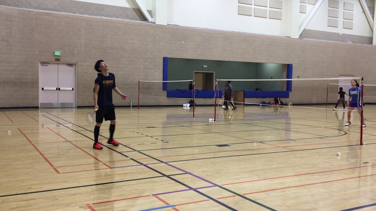 Paul Badminton singles on- sided view to watch the footwork - YouTube