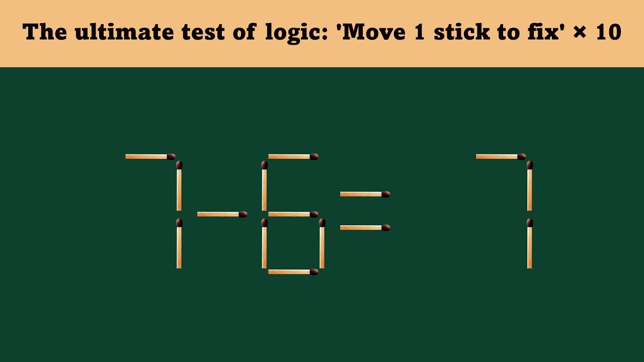 Matchstick Brain Teaser: Move One Stick to Fix - YouTube