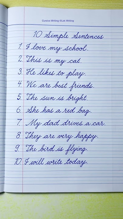 Cursive Writing Practice | 10 Simple Sentences for Beginners | English ...
