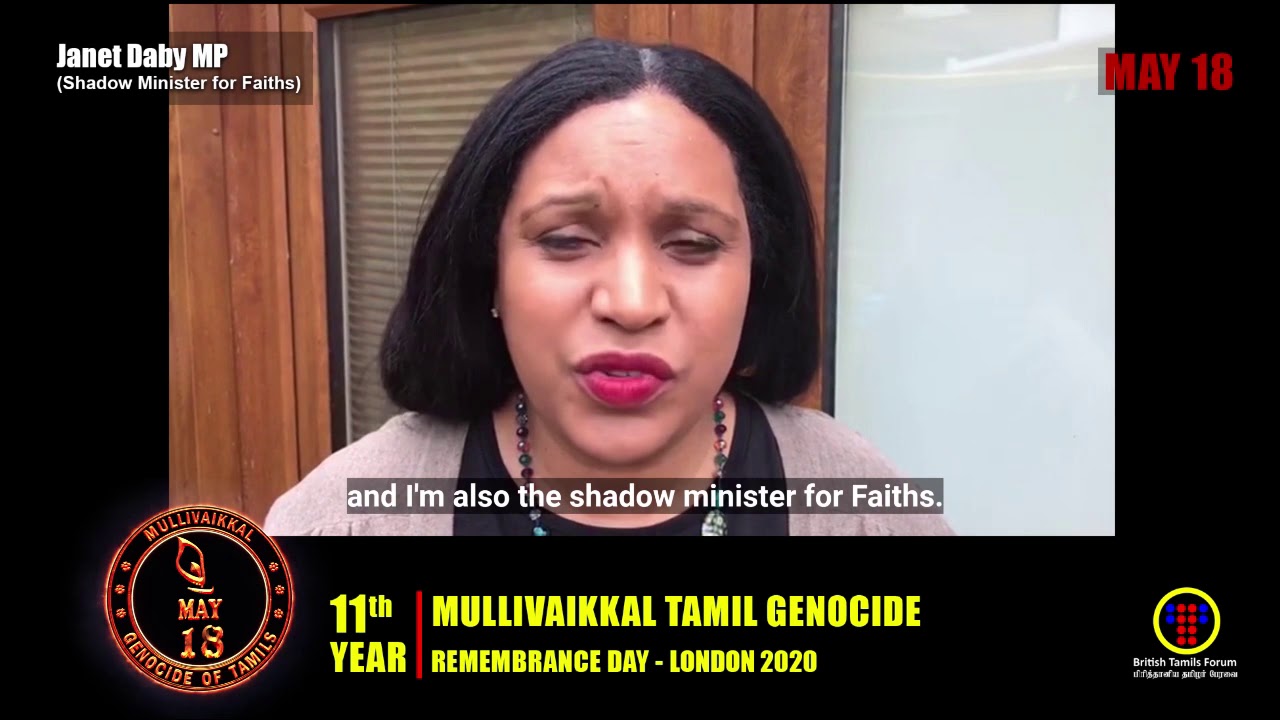 Janet Daby MP Shadow Minister of Faiths - Mullivaikkal Remembrance Day ...