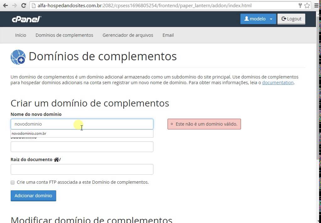 Como configurar um domínio adicional no cPanel - YouTube