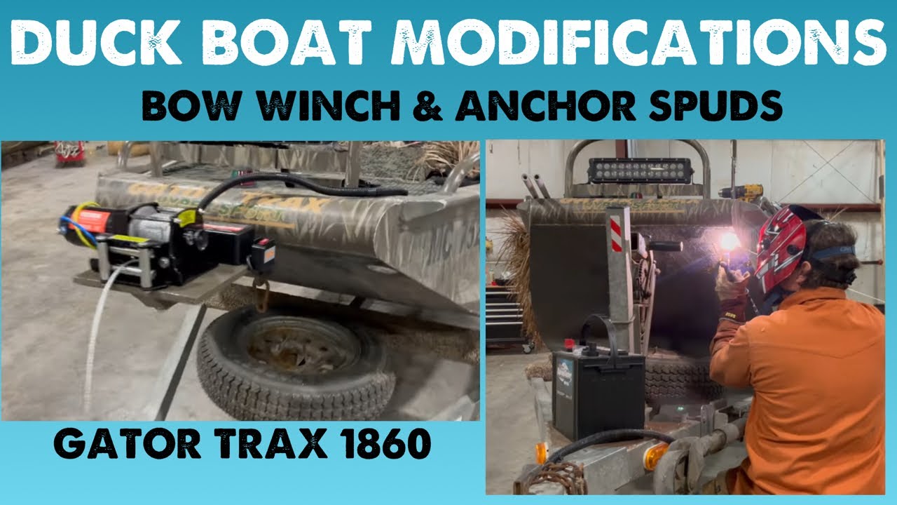 CUSTOM Gator Trax Boat - Jon Boat with Anchor Spuds & Bow Winch - YouTube