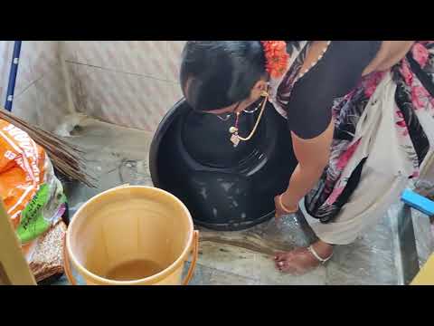 Indian Housewife Aunty Washing Blanket By Hand   Aunty Washing Water Blanket