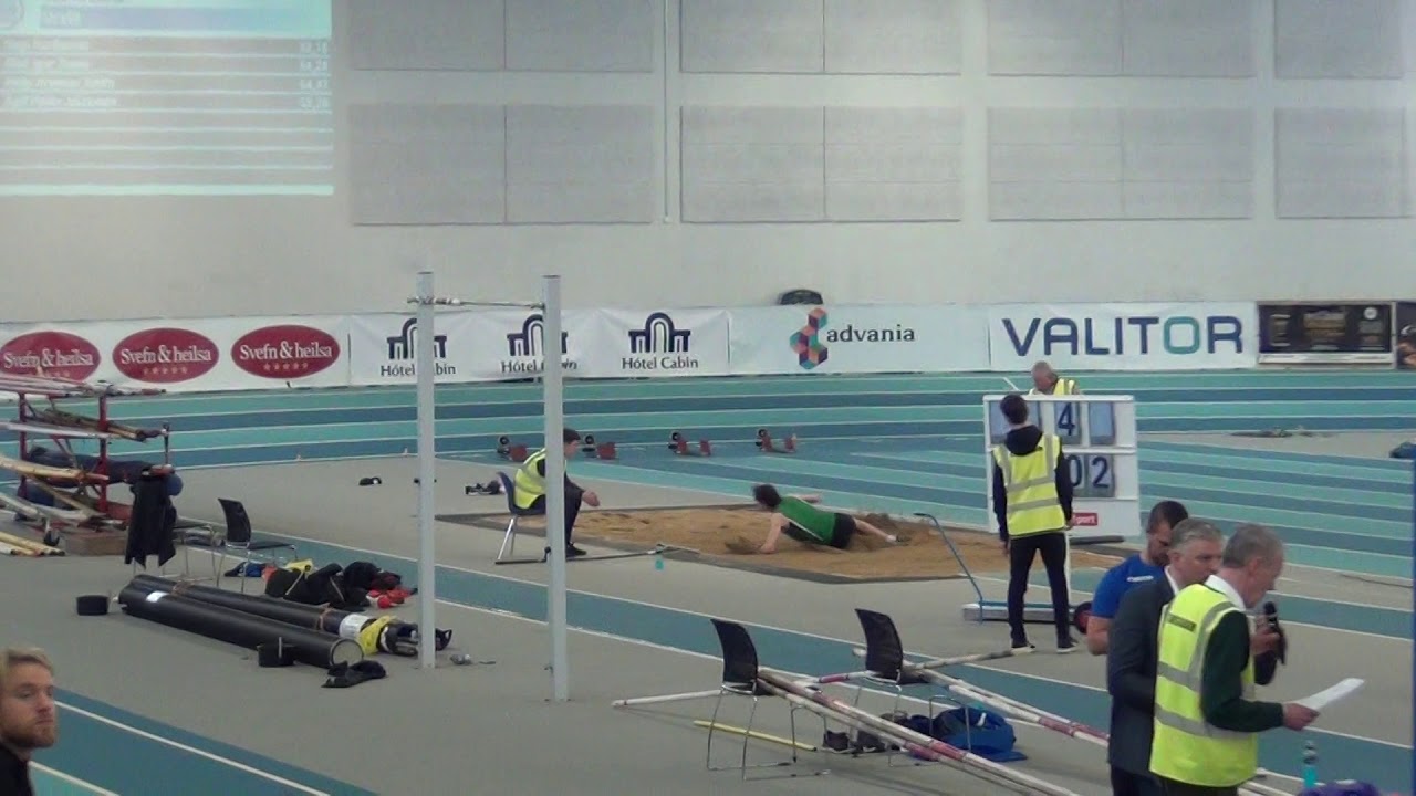 Bjarki Rúnar, þrístökk @ MÍ innanhúss 2019 - YouTube