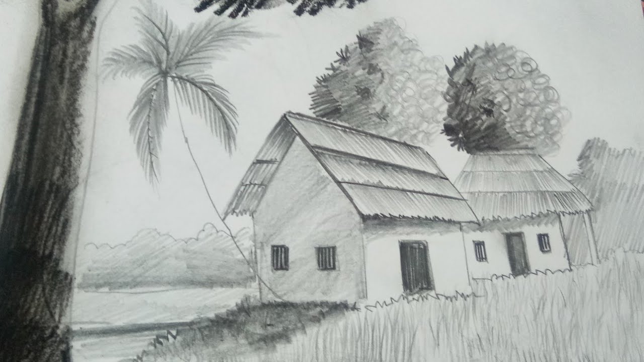 Pencil shading Scenery / easy pencil shade/prvkr art - YouTube