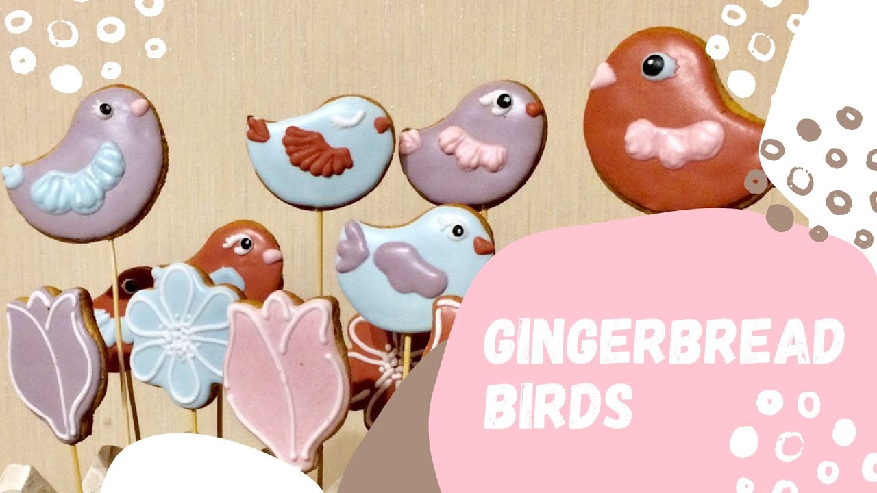 Gingerbread birds, pouring glaze / розмальовка пряникових пташок - YouTube