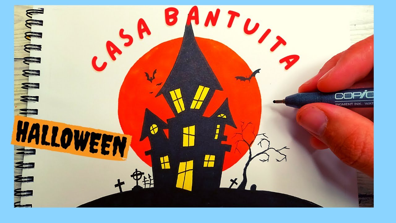 PEISAJ de HALLOWEEN Usor de Desenat si Colorat 🎃 Cum Desenez si Colorez ...