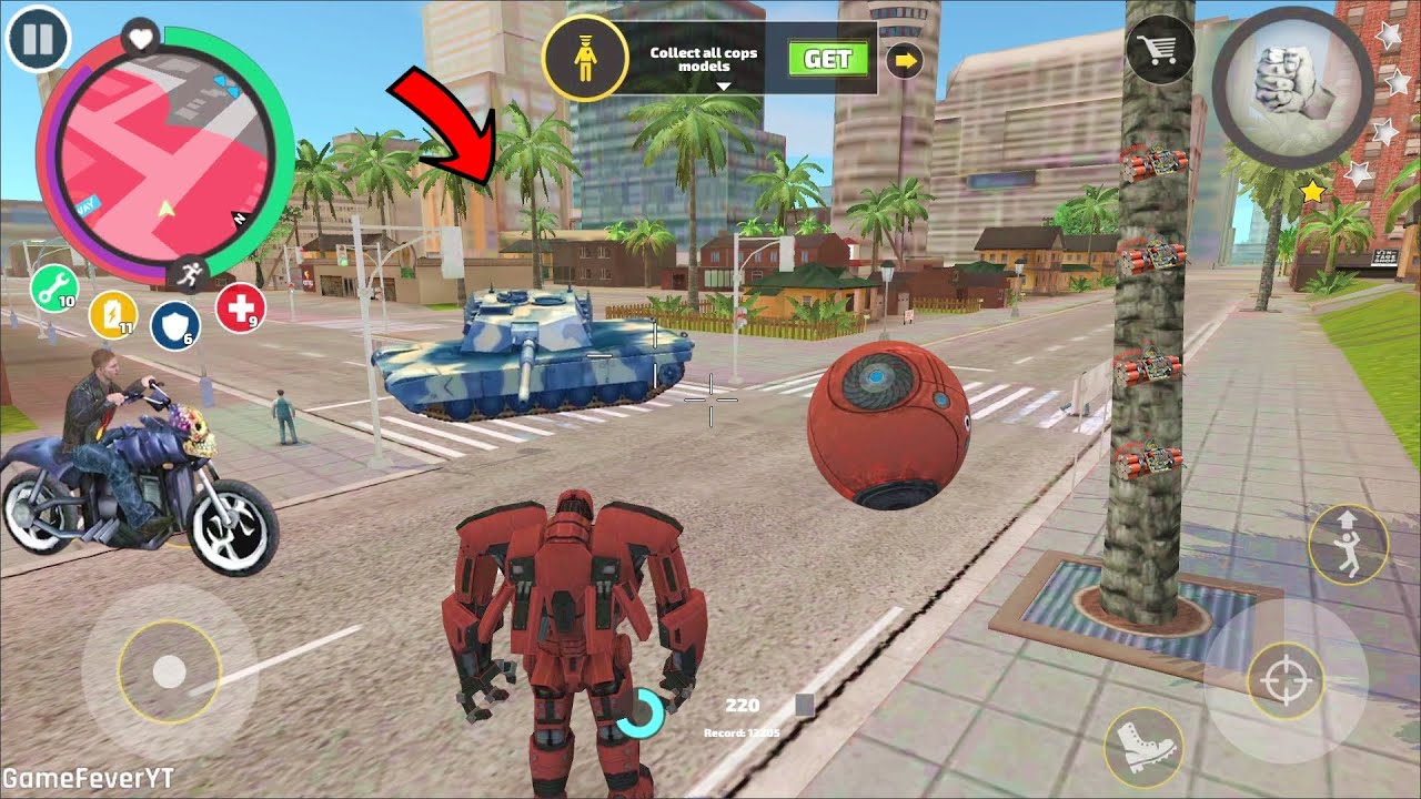 rope hero vice town (transformer ball fight green tank) red robot ball ...