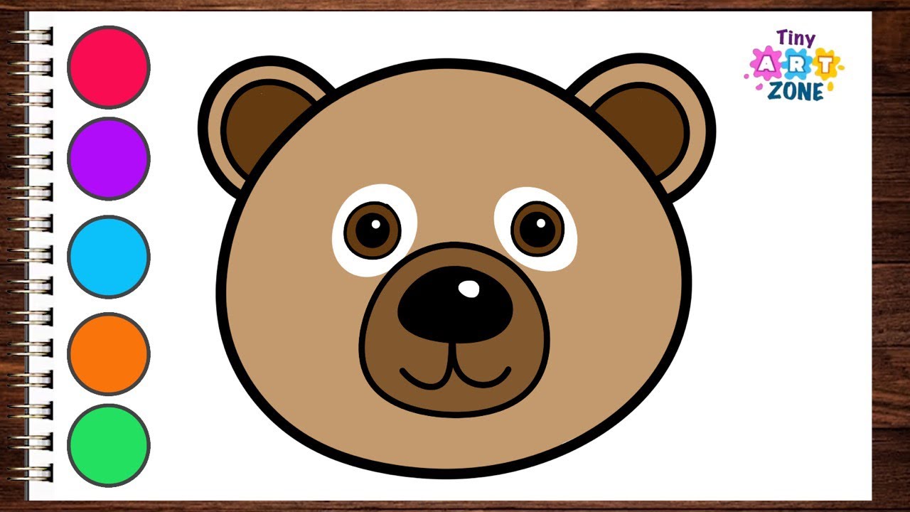How to Draw a Cute Bear Face Easy for Kids & Toddlers | Tiny Art Zone ...