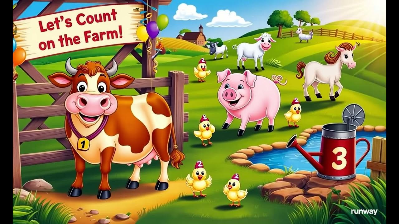 Counting on the farm | Kids counting song - YouTube