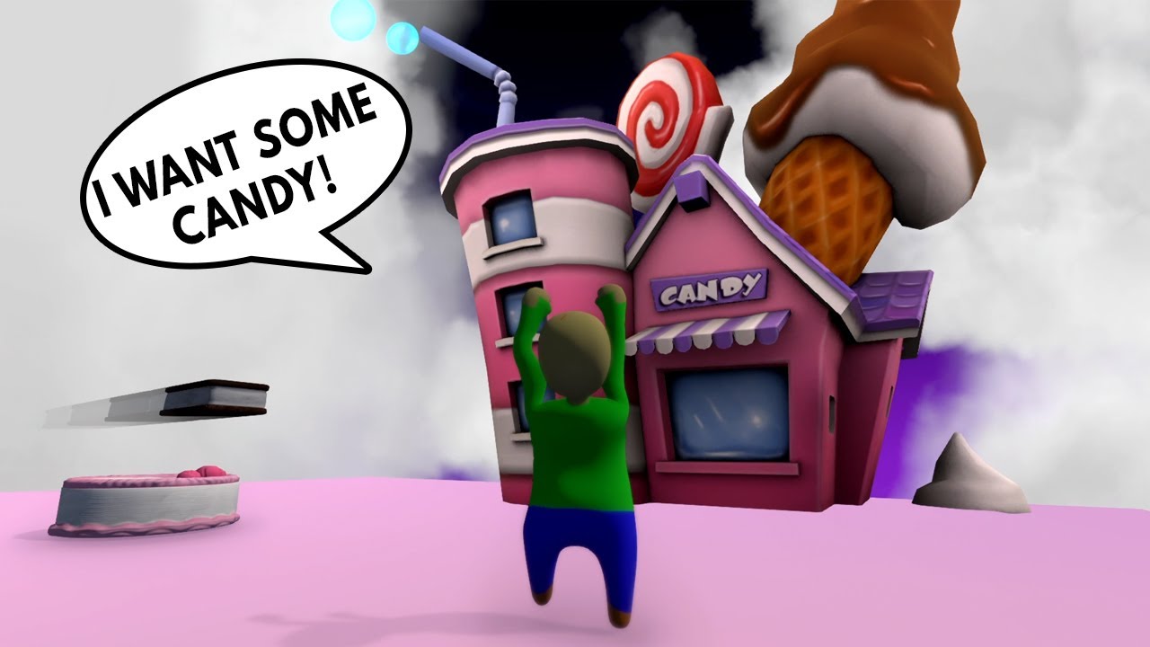 BALDI EXPLORING CANDY WORLD in HUMAN FALL FLAT - YouTube